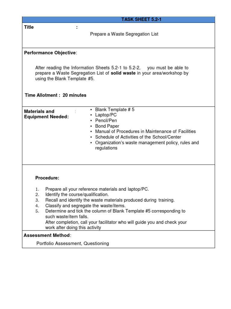 Prepare Waste Segregation List | PDF | Waste | Municipal Solid Waste