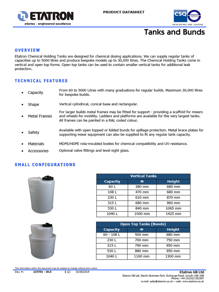 Etatron GB Tanks General 2019 | PDF | Equipment | Manufactured Goods