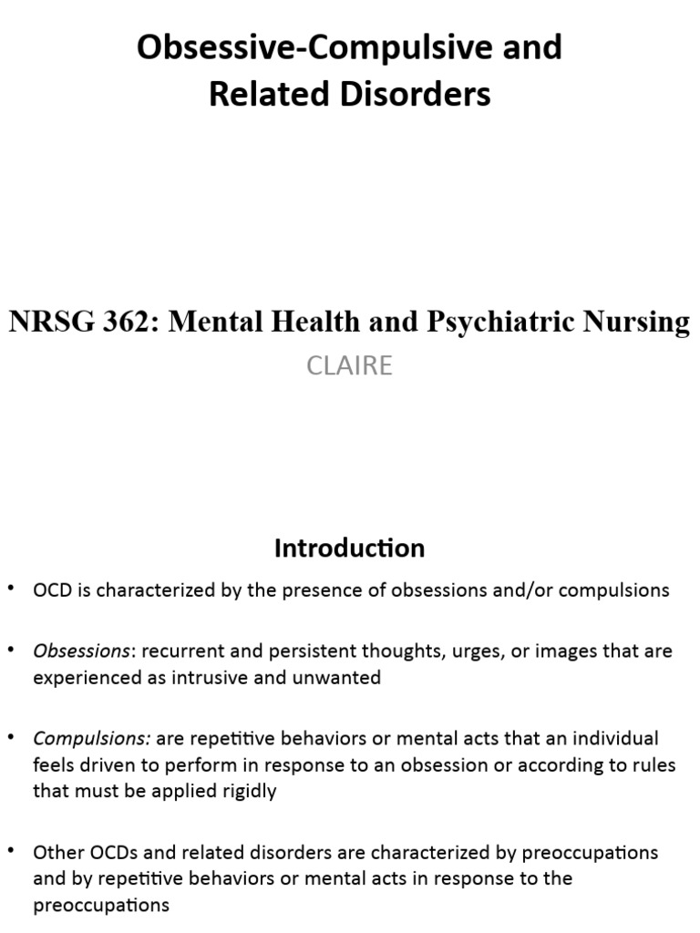 Obsessive-Compulsive and Related Disorders | PDF | Obsessive–Compulsive Disorder | Mental Disorder