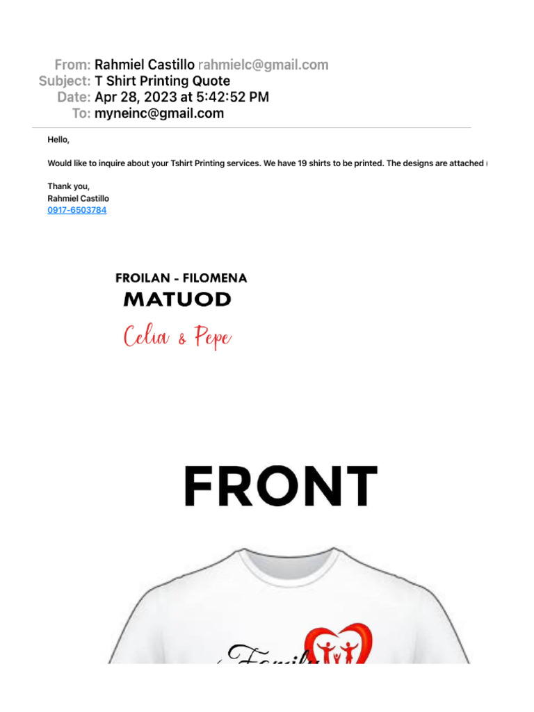 T Shirt Printing Quote | PDF