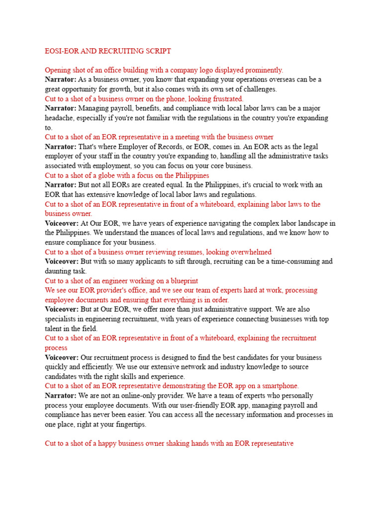 Eosi Eor and Recruiting Script | Download Free PDF | Recruitment | Business
