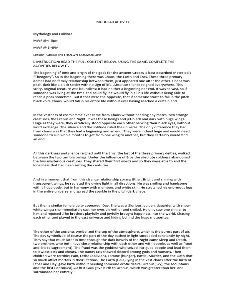 Modular Activity | PDF | Mythology | Comparative Mythology