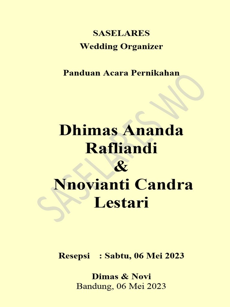 Wedding Organizer Novi&Dimas Fix | PDF