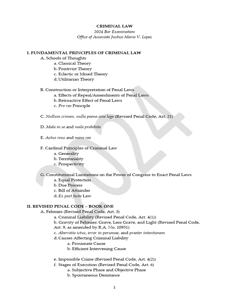 Criminal Law Syllabus | PDF | Criminal Law | Crimes
