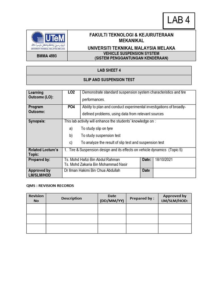 Lab 4 - Slip & Suspension Test | Download Free PDF | Axle | Transport