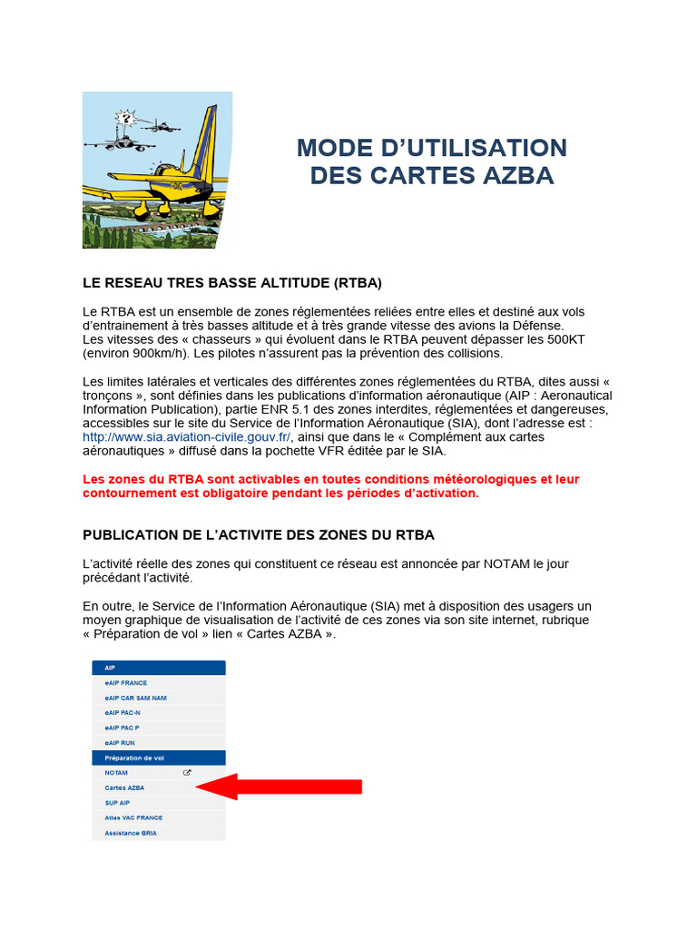 Utilisation des Cartes AZBA pour le RTBA | PDF | Aéronautiques