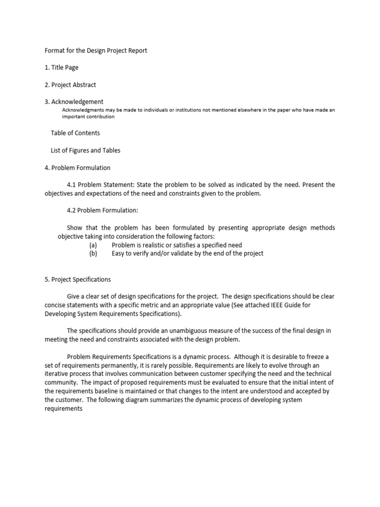 8 Format For The Design Project Final Report 1 Download Free Pdf Design Systems Science