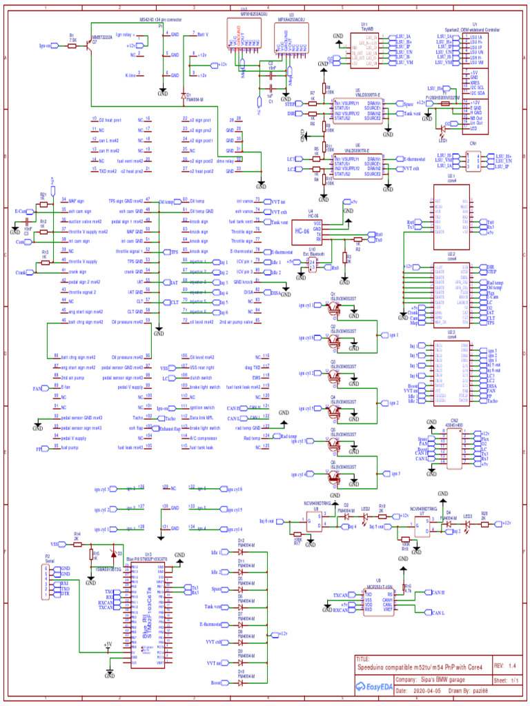 Schematic - Speeduino Compatible PCB For M52tu-M54 Rev1.4 | PDF ...