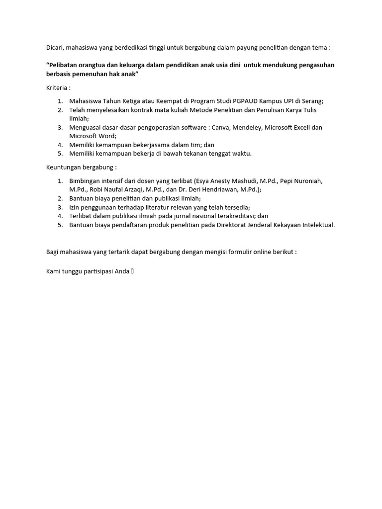 Poster Payung Penelitian | PDF