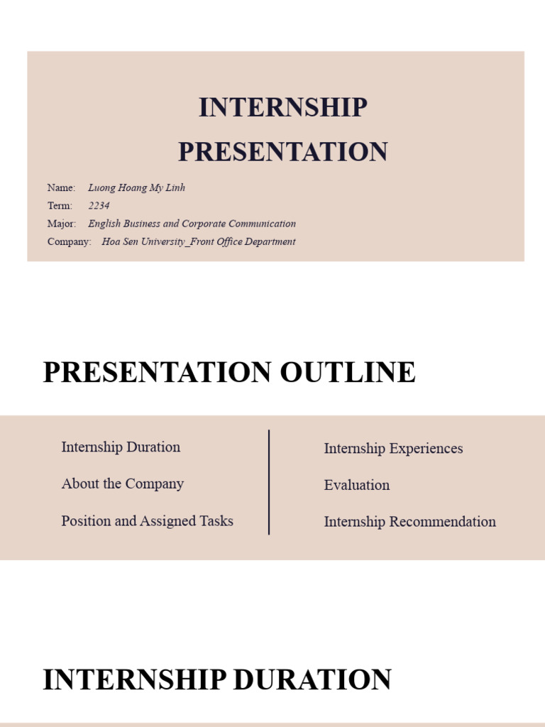 Internship Presentation | PDF | Internship | Job Hunting
