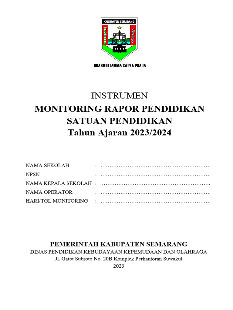 Instrumen Monitoring Rapor Pendidikan 2023 | PDF | Karier ...