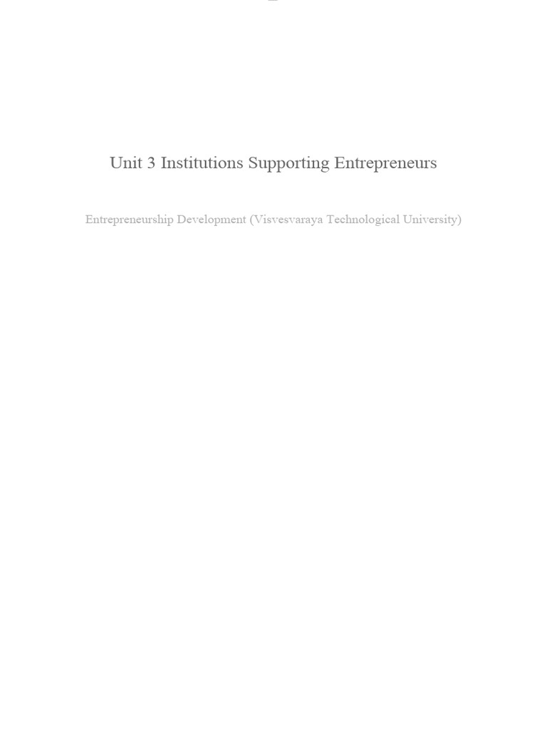 Unit 3 Institutions Supporting Entrepreneurs | PDF | Reserve Bank Of ...