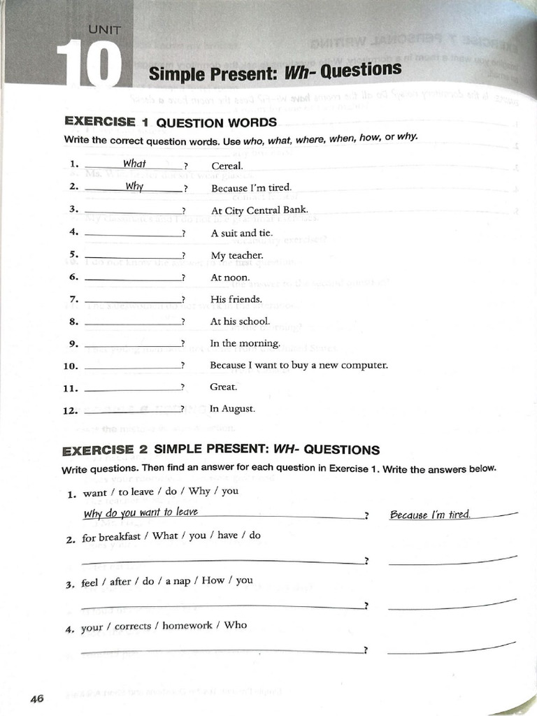 Unit 10 Simple Present WH - Questions | PDF