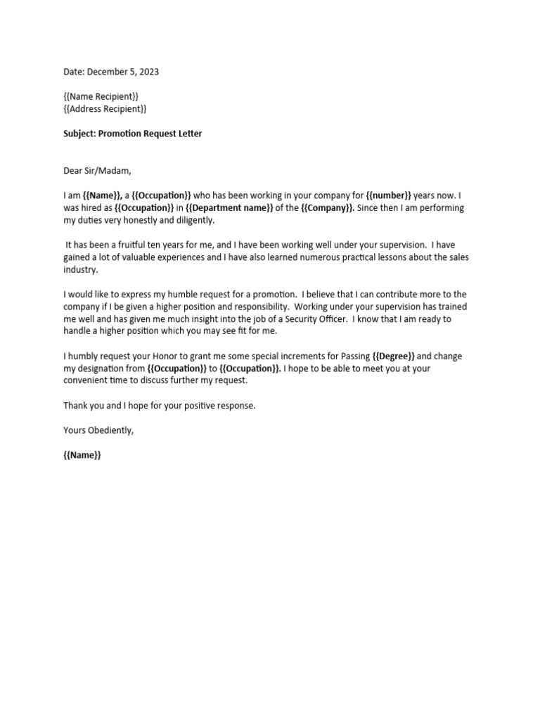 Sample Promotion Request Letter | PDF