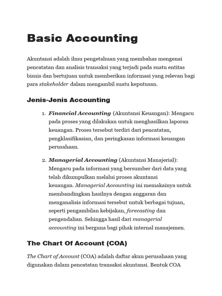 Basic Accounting | PDF | Pengelolaan Keuangan & Uang