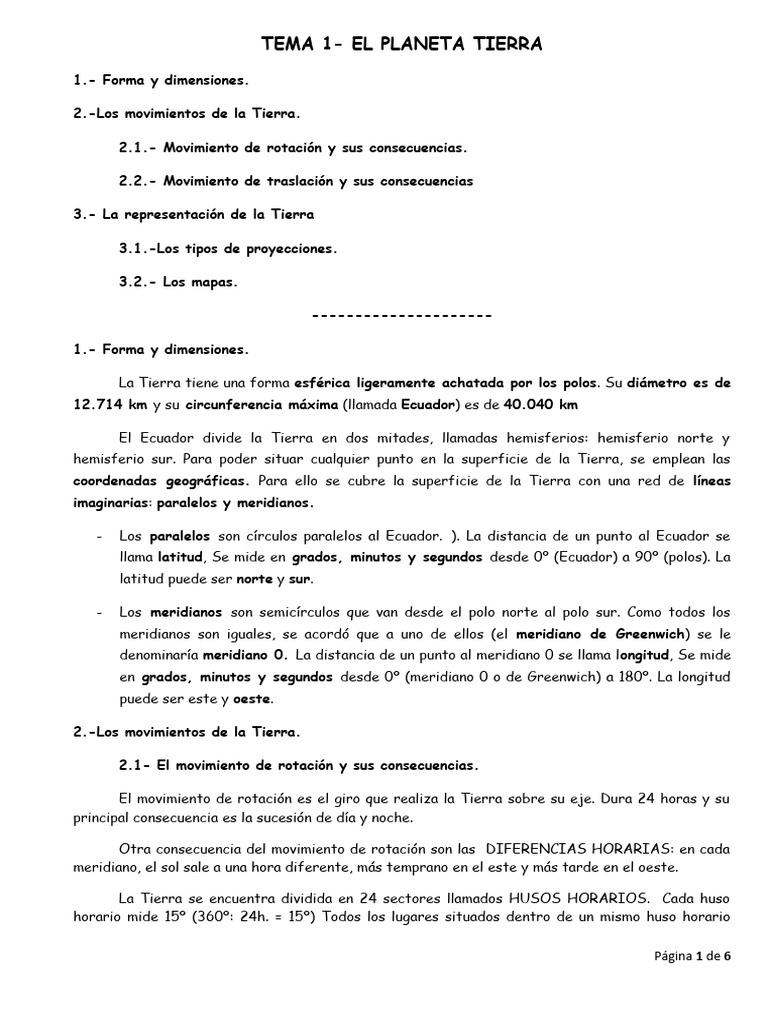 TEMA 1 - El Planeta Tierra | PDF | Ecuador | Tierra