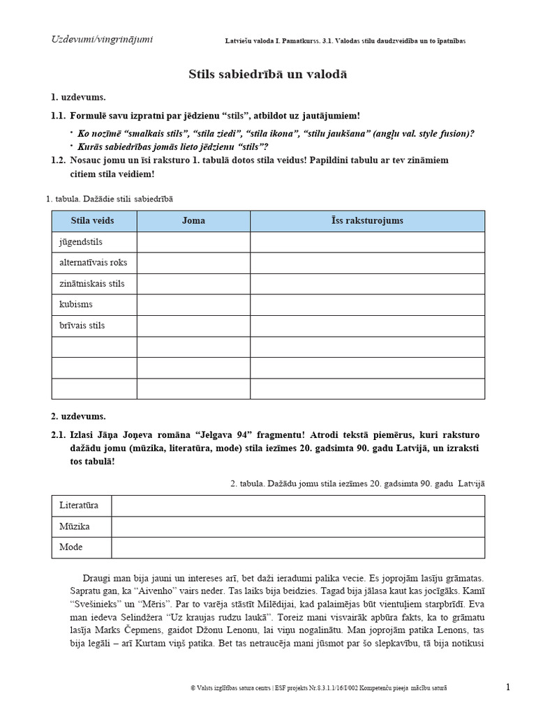 Valodas Stilu Daudzveidiba - 1 - Tem | PDF