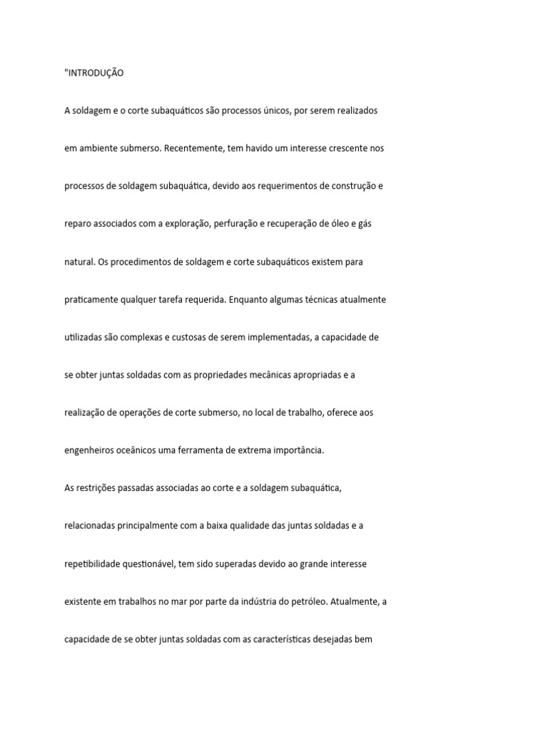 Processos de Soldagem Subaquática | PDF | Água | Hidrogênio