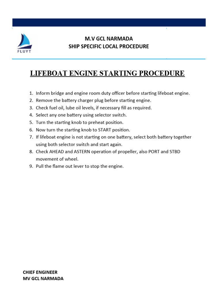 040 Life Boat Engine Starting Procedure - Duplicate 013 Cri | PDF 040 Life Boat Engine Starting Procedure - Duplicate 013 Cri | PDF