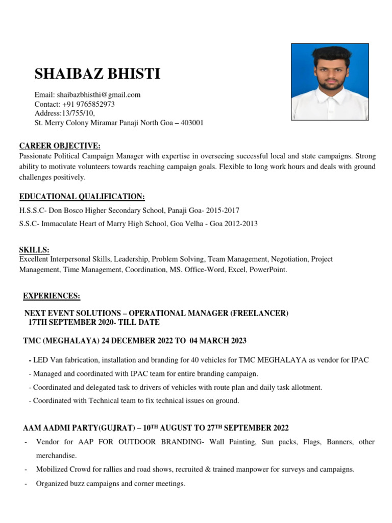 Shaibaz Political CV | PDF