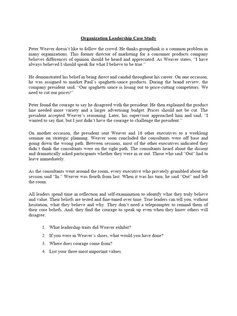 Leadership and Courage Case Study | PDF | Leadership | Business