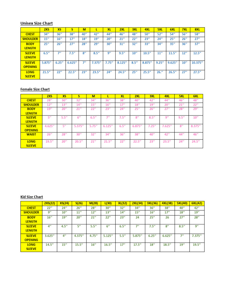 Size Chart 2 | PDF