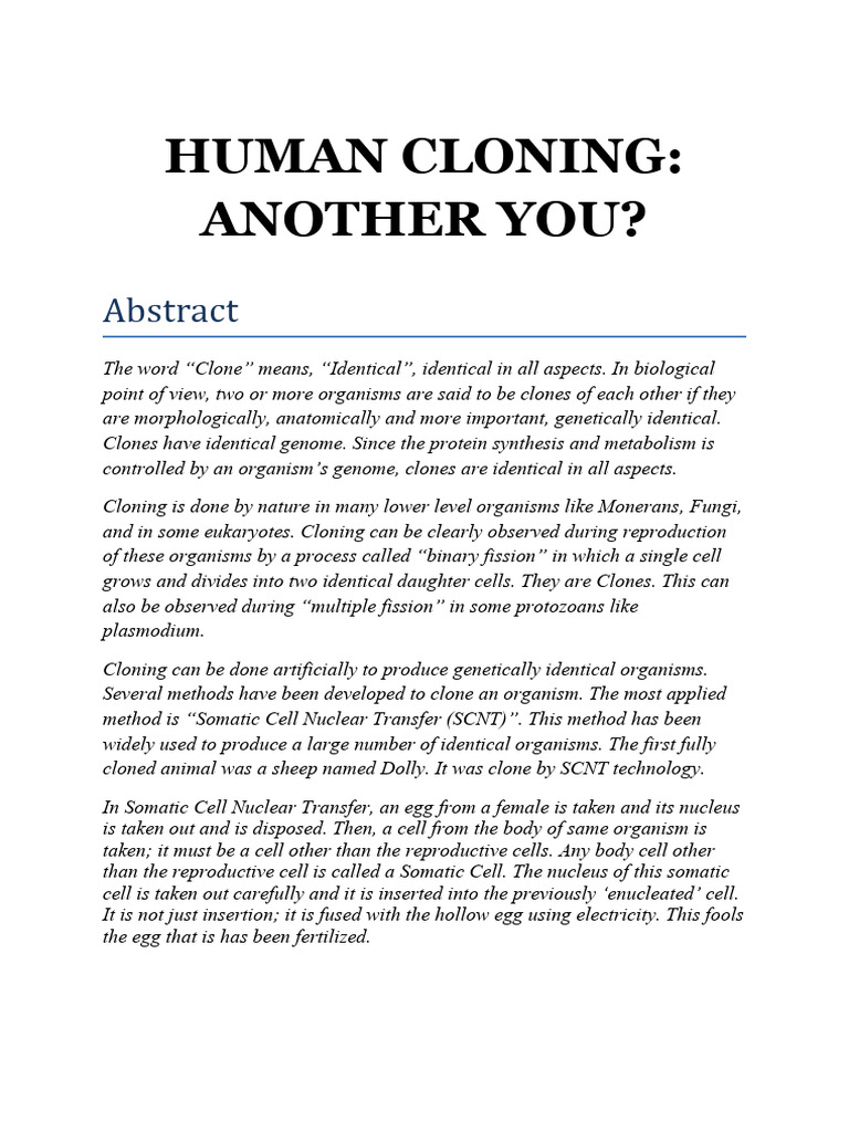 Human Cloning | PDF | Cloning | Biology