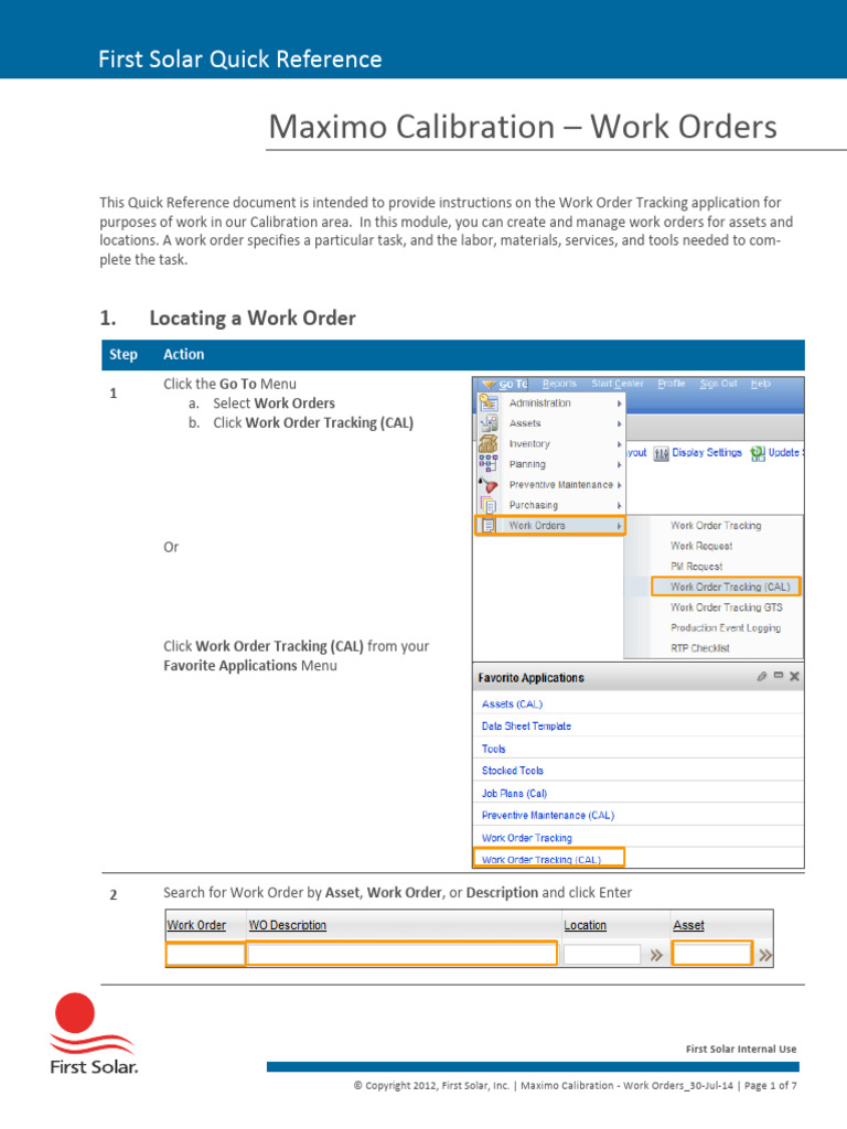 Maximo Calibration - Work Orders | PDF | Calibration | Software