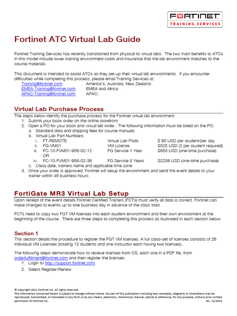 Fortinet Virutal Lab Guide | PDF | Computer Science | Information Technology