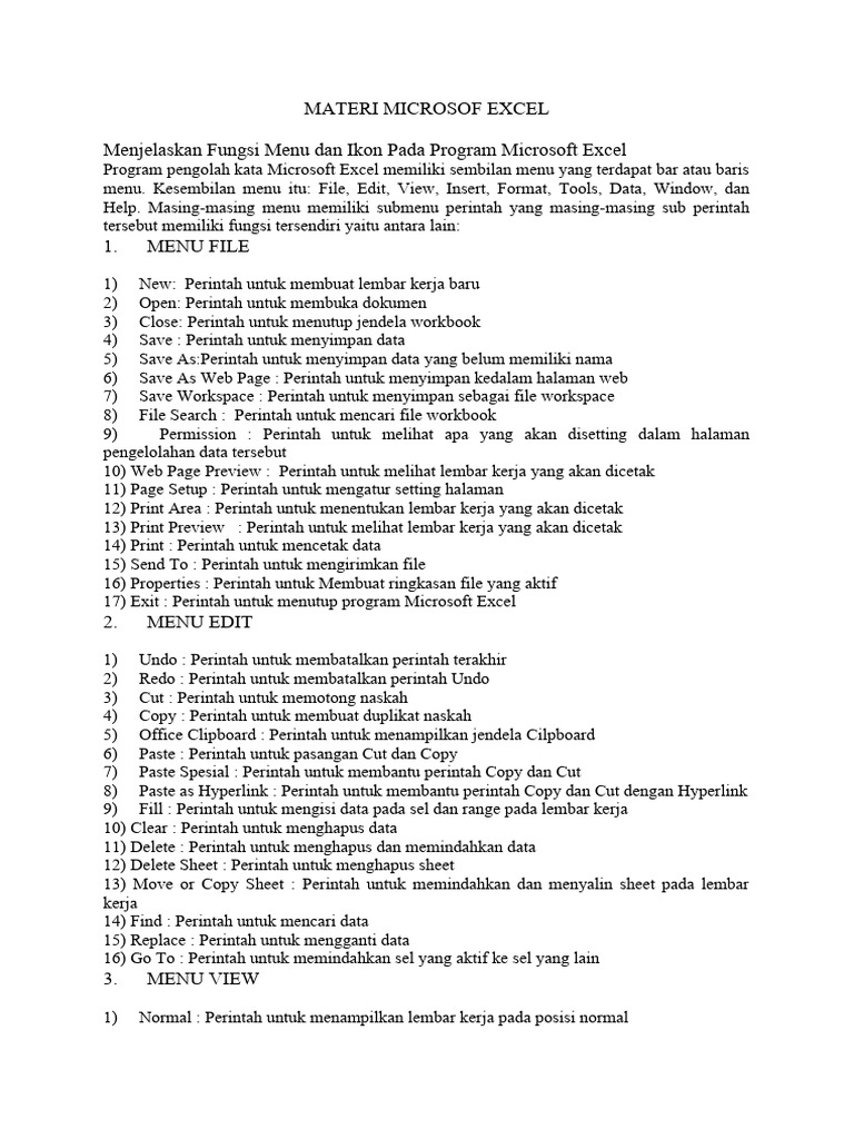 Materi Microsof Excel | PDF