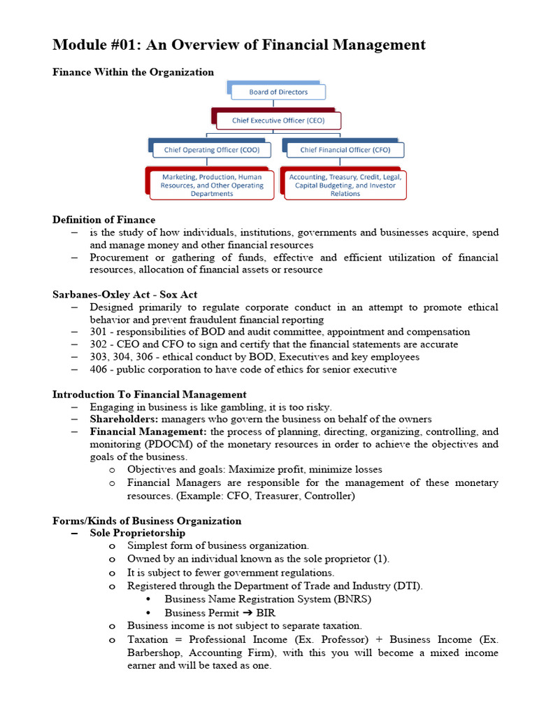 Module #01 - An Overview of Financial Management | PDF | Stocks ...
