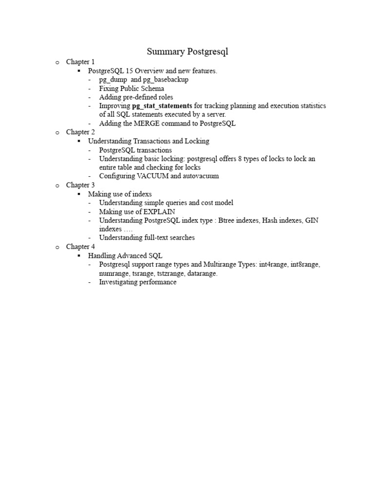 PostgreSQL 15 Features and SQL Guide | PDF | Computers