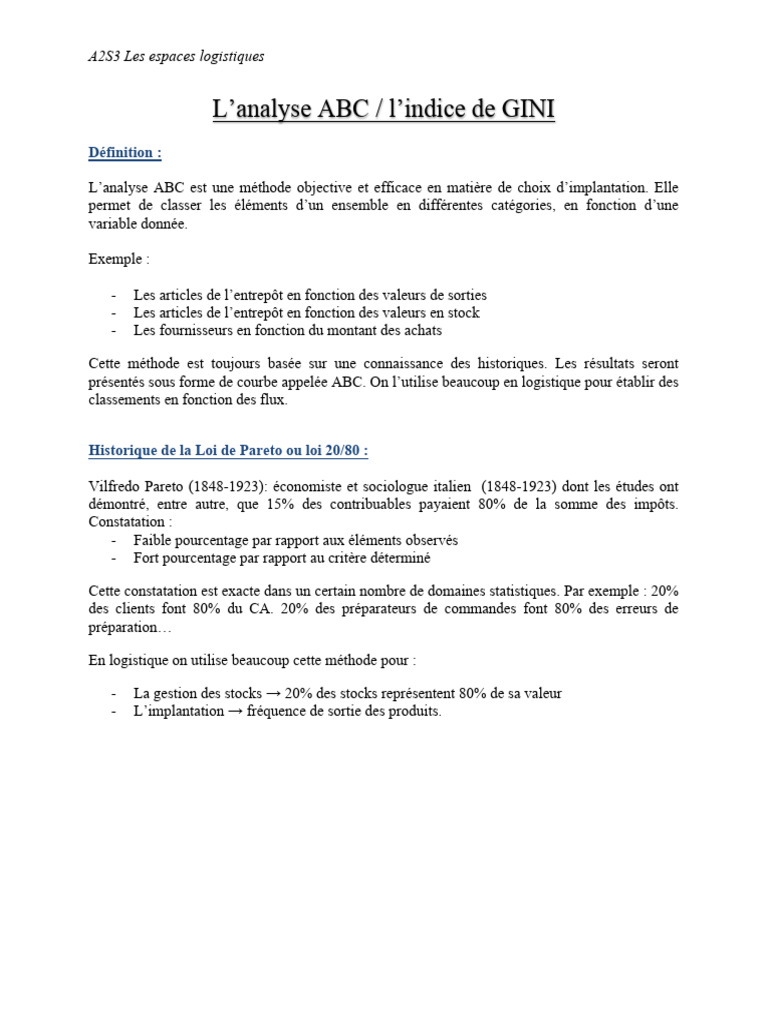 Support de Cours ABC | PDF | Inventaire | Pourcentage