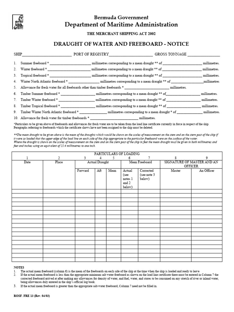 Bermudian Articles - Draught of Water and Freeboard | PDF ...