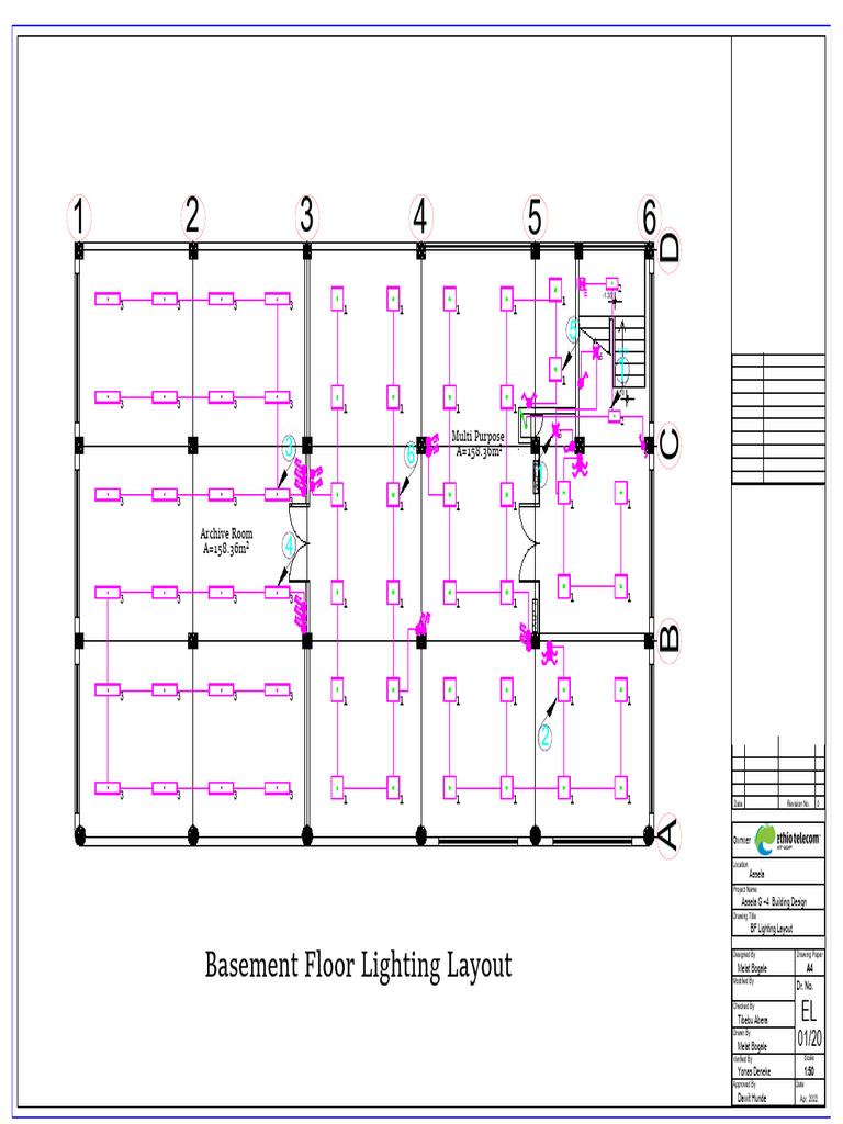 Assela Standard G+4 Basement Floor Lighting Layout | PDF