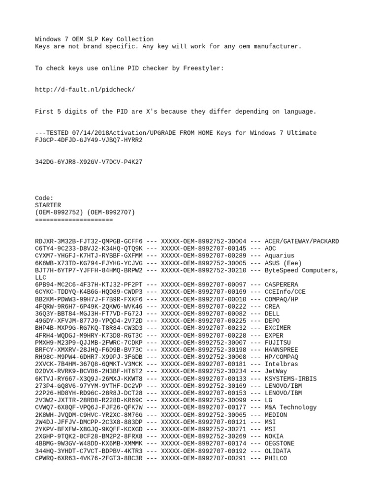 Windows 7 Keys | PDF | Dell | Personal Computers