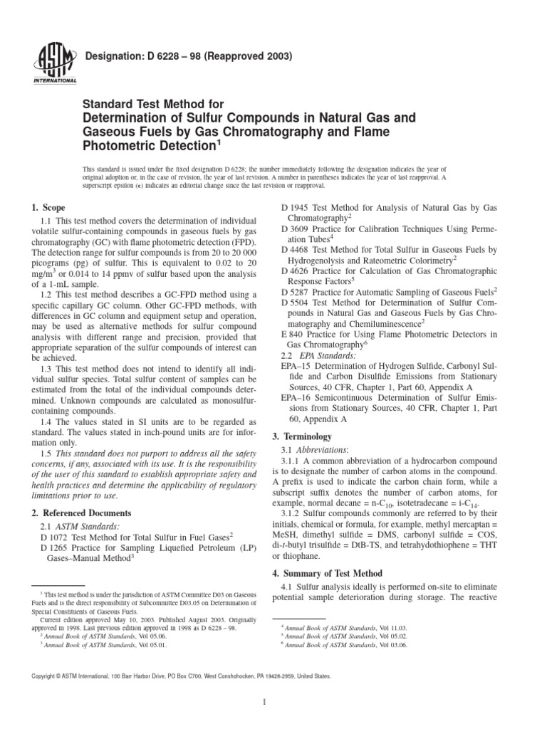 Astm D6228 | PDF | Gas Chromatography | Chromatography