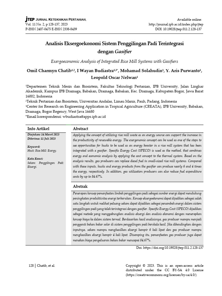 Exergoeconomic Analysis of Integrated Rice Mill Sy | PDF