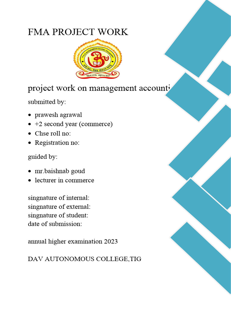 Fma Project Work | Download Free PDF | Management Accounting | Accounting