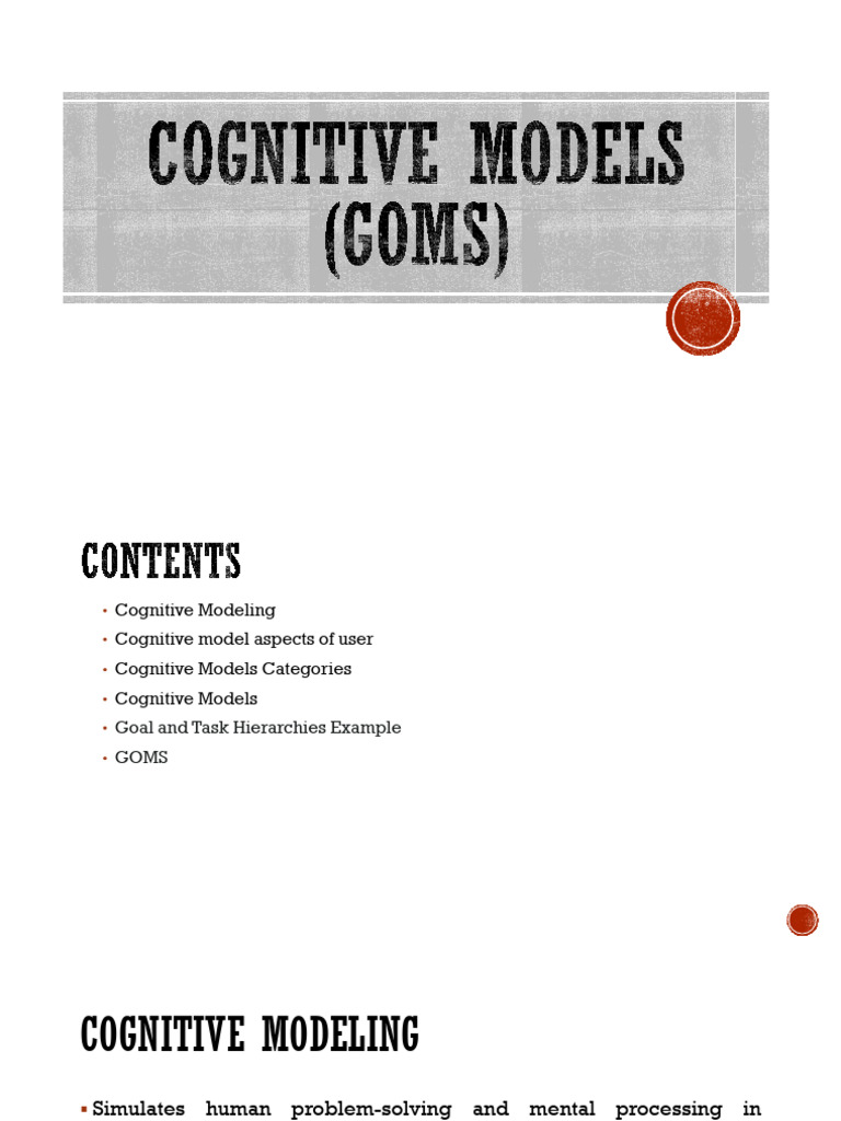Cognitive Models (GOMS) | PDF | Usability | Human–Computer Interaction