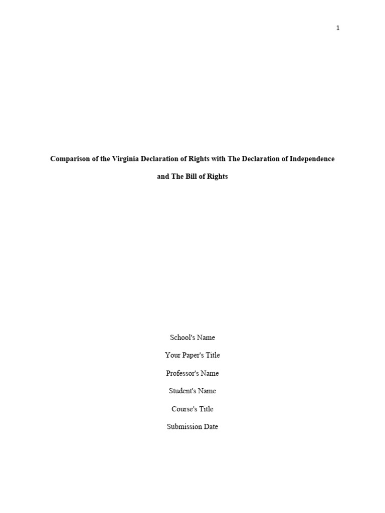 Comparison of The Virginia Declaration of Rights With The Declaration ...