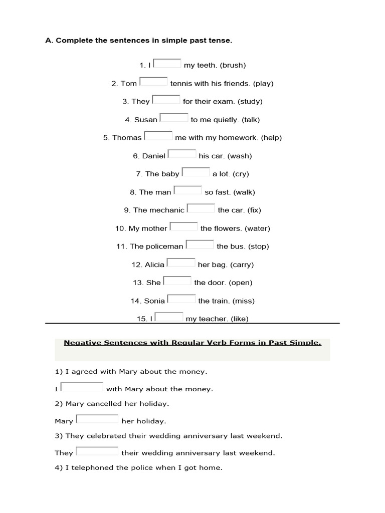 Exercise Simple Past Tense | PDF