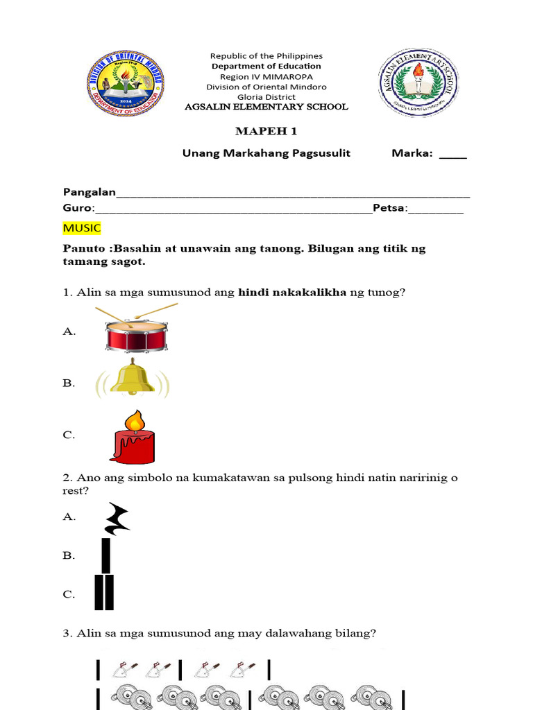 Mapeh First Pt Pdf