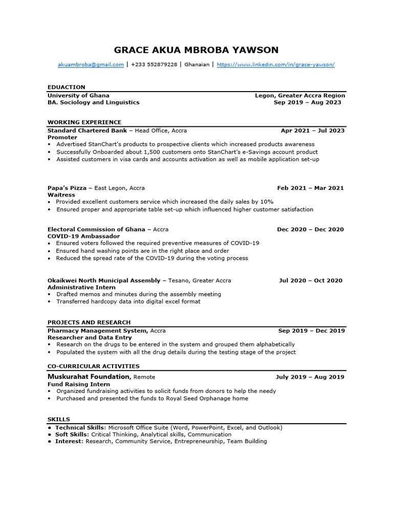 Grace Yawson - CV | PDF