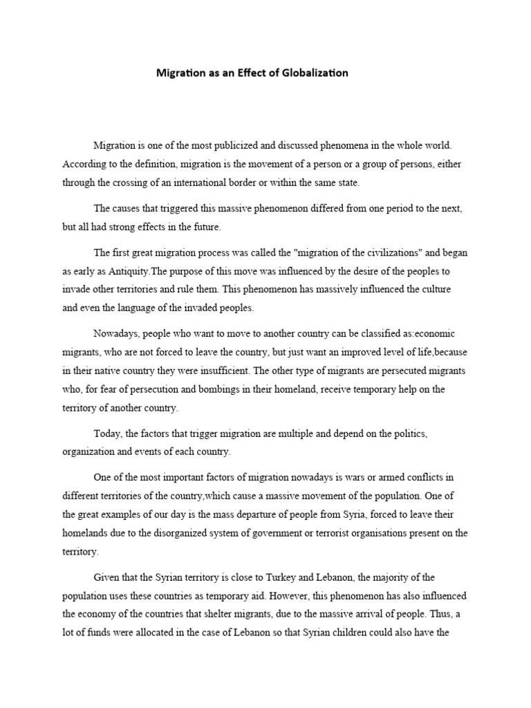 Migration As An Effect of Globalisation | PDF | Human Migration | Refugee