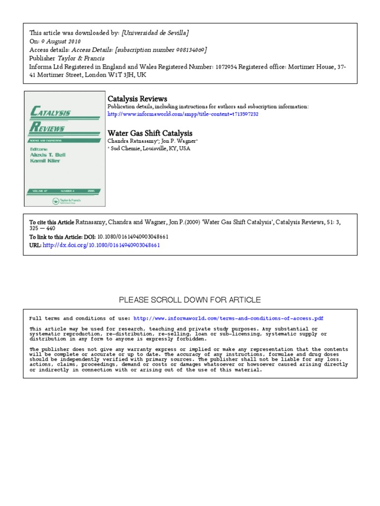WGS Rat Review | PDF | Catalysis | Chemical Kinetics