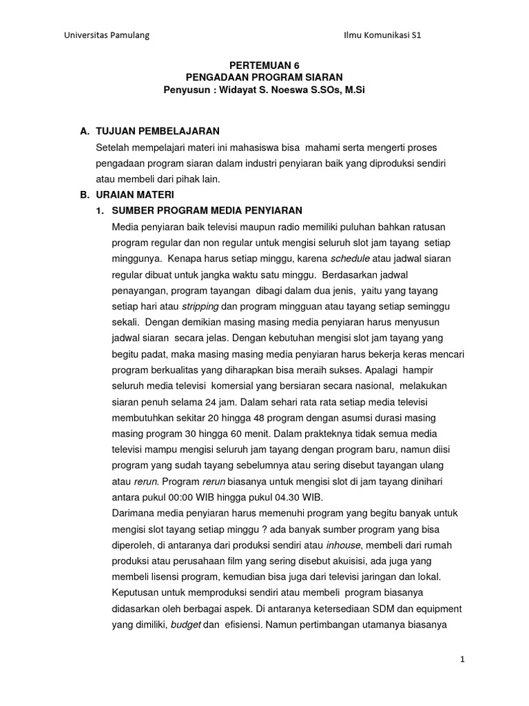 Modul Ke 6 Pengadaan Program Siaran | PDF