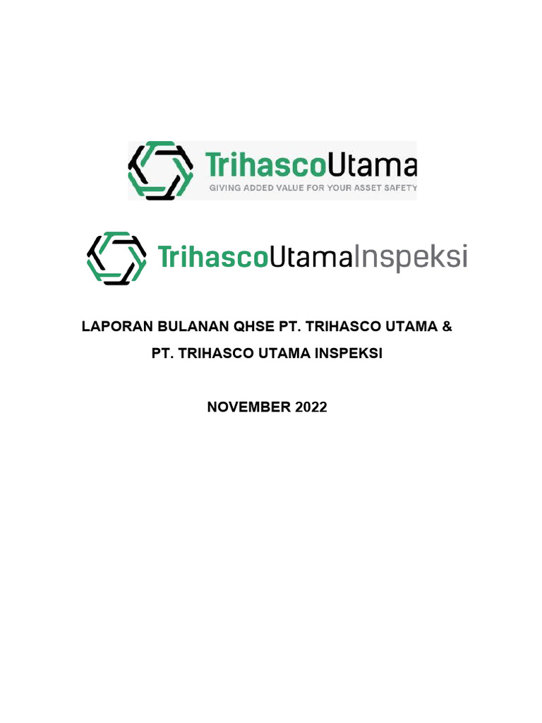 Laporan Bulanan HSSE - November 2022 | PDF | Teknologi & Rekayasa