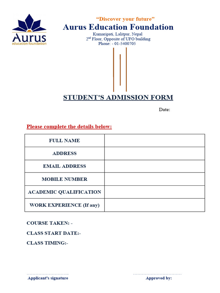 Admission Form | PDF