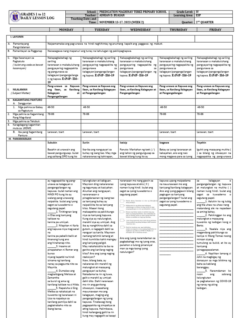 DLL - Esp 4 - Q2 - W2 | PDF
